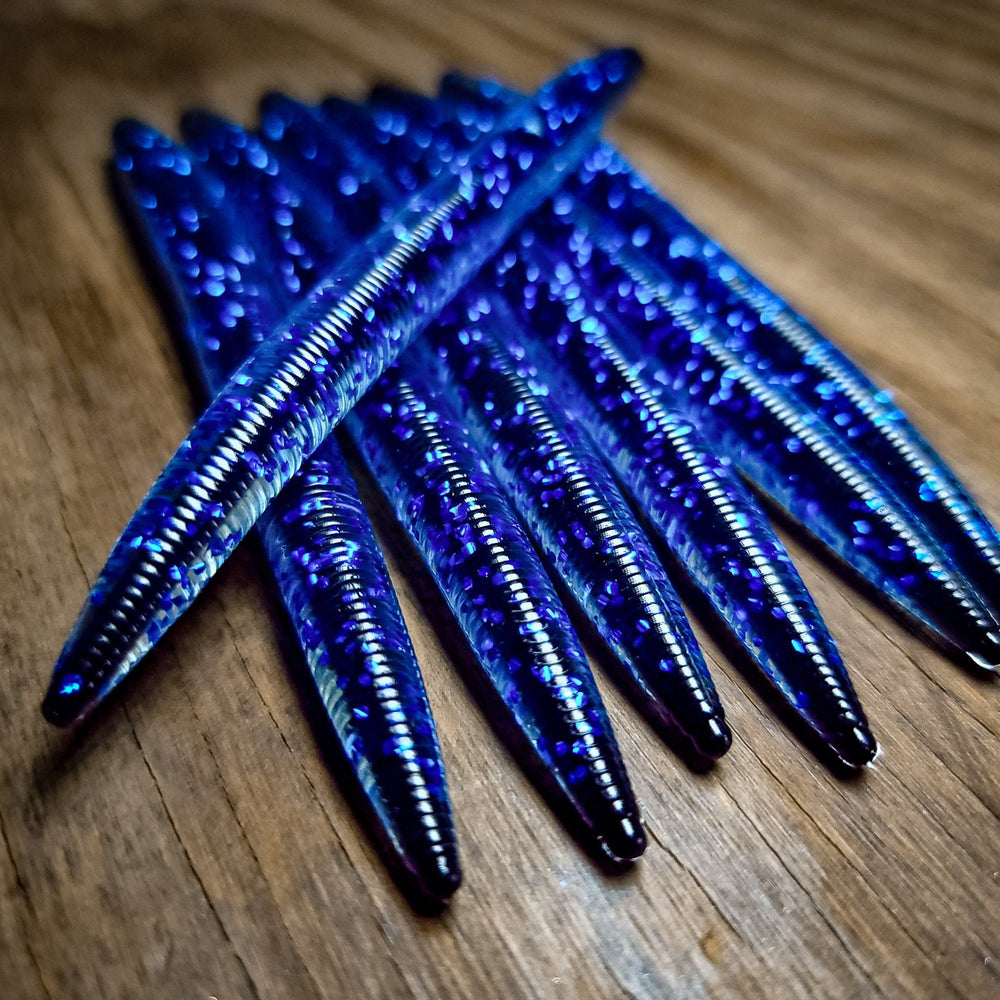 Black and Blue 5" Core Shot Stick Worms (6pk) – 99 Strikes Fishing Co